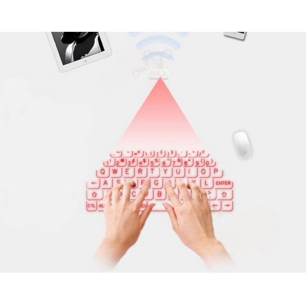 Bluetooth Laser Projection Virtual Keyboard with LCD Display - BLACK