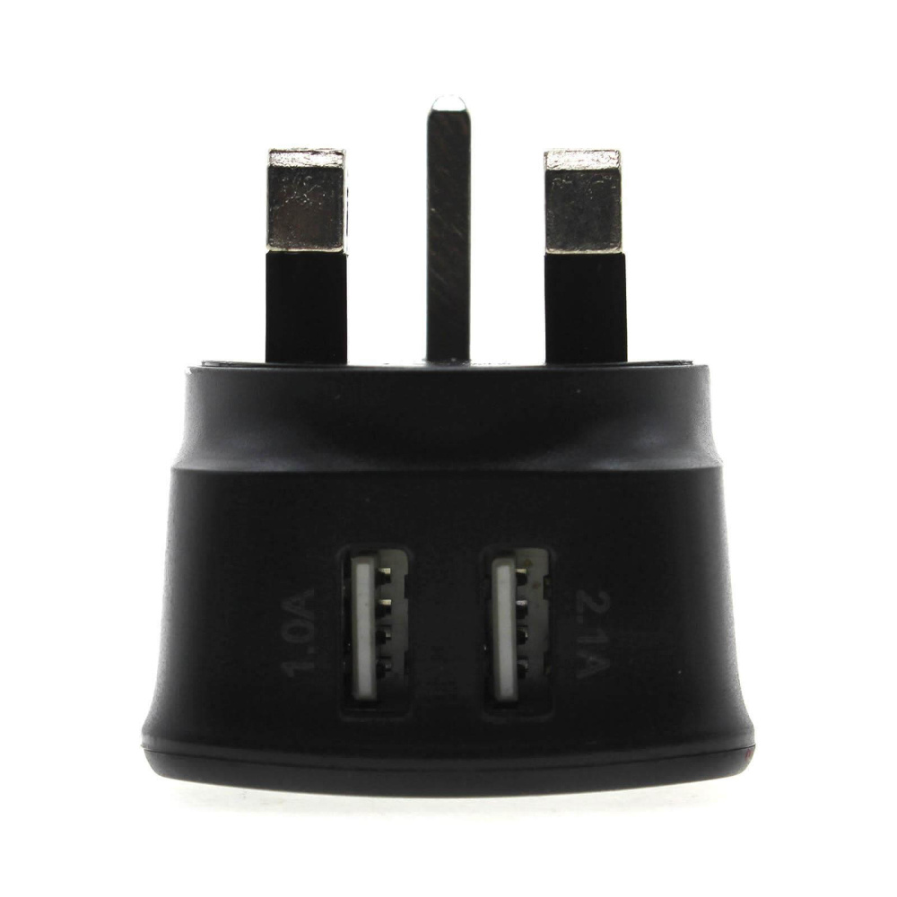UK Cyprus Wall Charger Dual Usb Adapter 3-pin Plug for phones BLACK