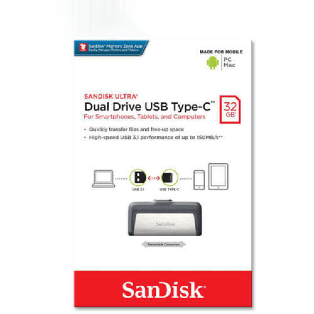 SanDisk 32GB Ultra Dual OTG Type-C 150MB/s USB Flash Drive